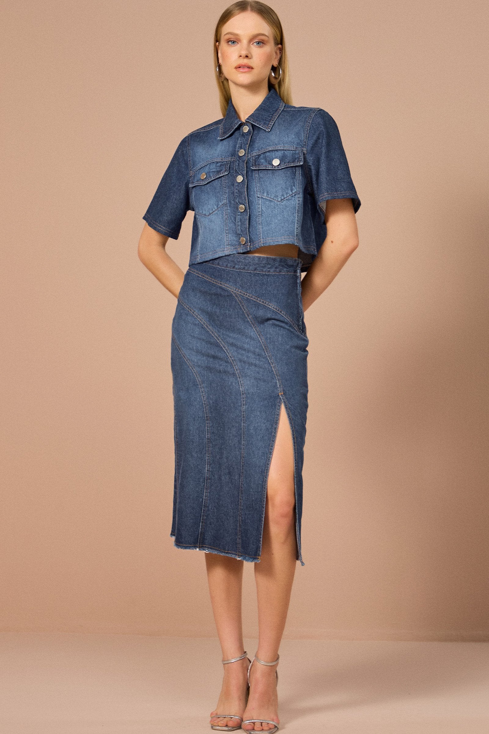 Saia Lápis em Denim 83330 Linzzi